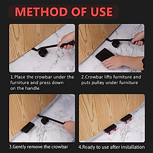 Furniture Lifter Tool for Heavy Furniture,4 Pack 360°Rotation Wheels and 1 Furniture Jack,Appliance Slider Mover Kit 880LB Heavy Duty Rollers for Sofa Refrigerators Hard Floor Couch