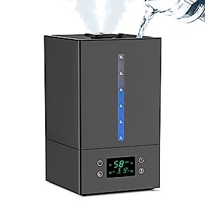 6L Humidifiers for Bedroom Large Room, Cool Mist Humidifiers for Baby Nursery Plants with Essential Oils Diffuser, 360°Rotatable Double Spray Outlet Nozzle, Auto-Shut Off, Sleep Mode, Quiet, Top Fill Ultrasonic Smart Control, Easy to Clean