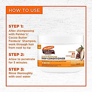 Palmer's Cocoa Butter & Biotin Length Retention Deep Conditioner, Strengthen, Nourish and Restore Elasticity and Shine, Suitable for All Curly Hair Patterns 12 Ounce