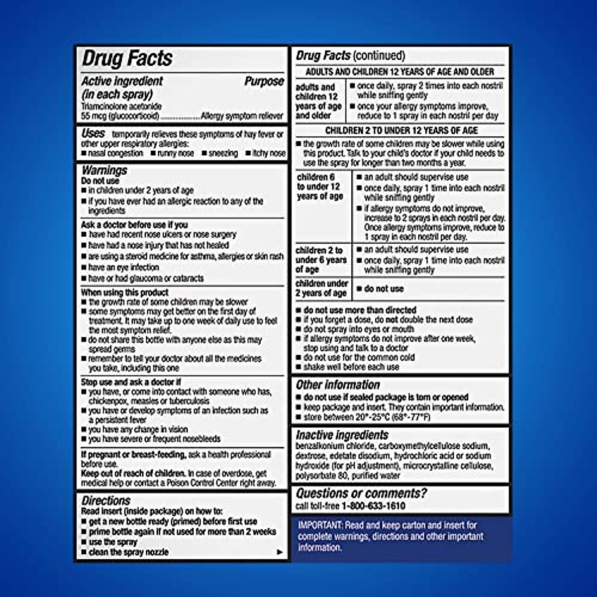 Nasacort 24HR Allergy Nasal Spray for Adults, Non-drowsy & Alcohol Free, 120 Sprays, 0.57 fl. oz.