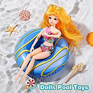 6 Pcs Pool Floaties for Girl Dolls, Girl Doll Swim Accessories Set Swimming Pool Floaties Party Ring Girl Dolls Cup Coasters Dolls Pool Toys Doll Pool for 11.5" Dolls Girl Swimming Pool Toy