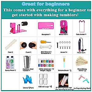 Cup Turner for Crafts Tumbler,Tumbler Cup Spinner,Glitter Powder,Epoxy Resin kit for Tumblers for Beginners with Epoxy and Heat Gun (Pink)