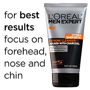 L'Oreal Paris Men Expert Hydra Energetic Daily Facial Cleanser with Charcoal, 2 ct.