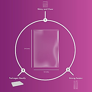 Purple Q Crafts Clear Basket Bags 16” x 24” Cellophane Gift Bags for Small Baskets and Gifts 1.2 Mil Thick (10 Bags)