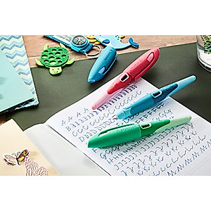 STABILO EASYbirdy 3D Wildlife Special Edition Ergonomic Fountain Pen in Blue - for Left Handed - Beginner Tip - Blue Cartridge and Adjustment Key Included