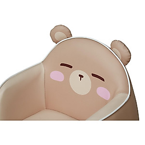 Kinpaw Kids Sofa Chair w/Ottoman, Children Leather Chair, Cartoon Themed Child Upholstered Armchair, Toddler Lounge Sofa Recliner for Nursery School Game Room Kindergarten, Bear