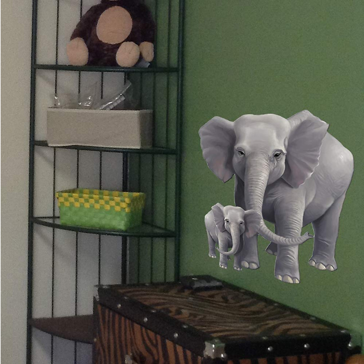 Jungle Animal Wall Decals for Kids Rooms Safari Decor Idea Lion Gorilla Koala Panda Vinyl Art Stickers Bedroom Toddlers Playroom Decoration Birthday Gift (Elephant)