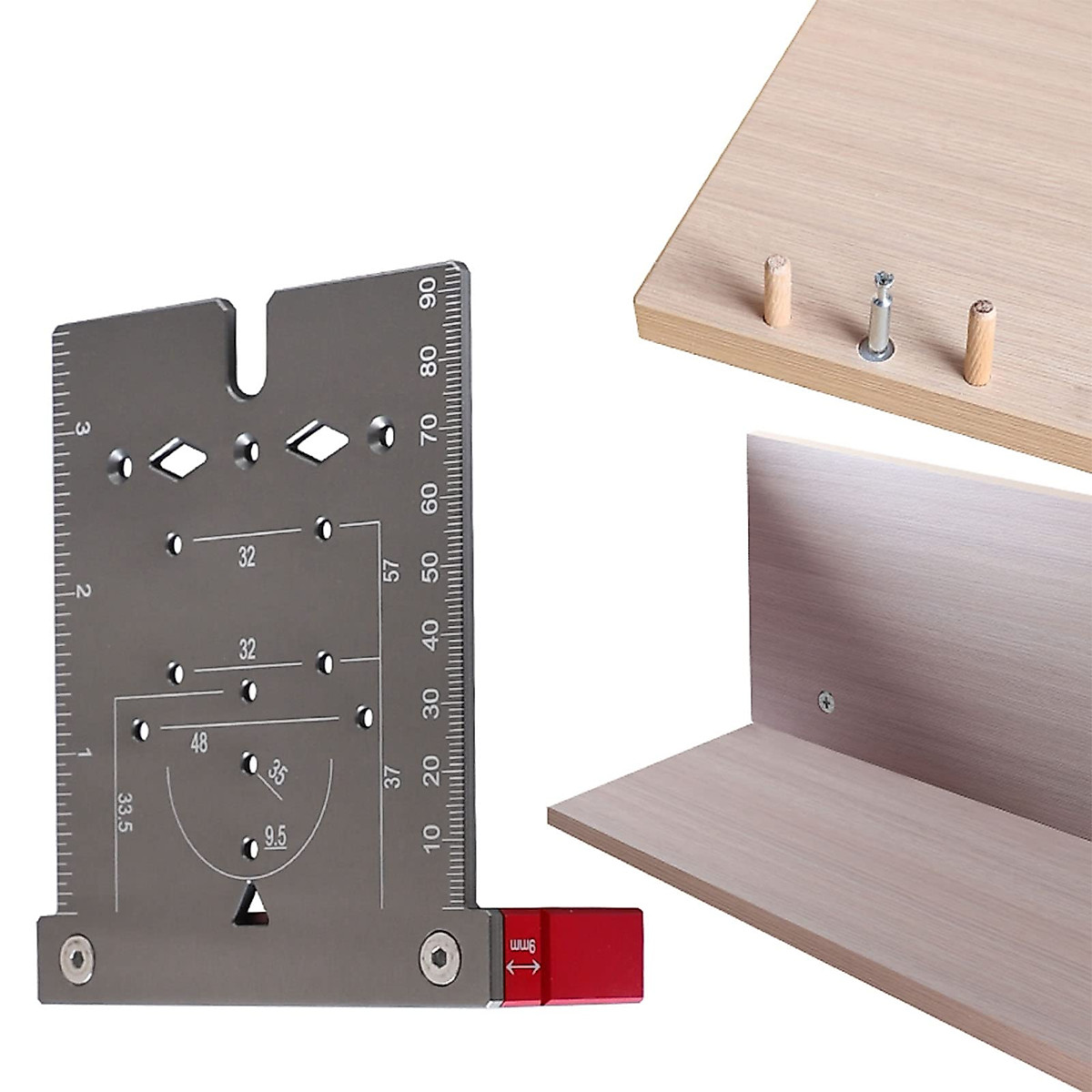 Stainless Steel Cup Style Concealed Hinge Jig with Clamp,35mm Drilling Guide Hole Punch Locator Kit for Cabinet Door Hinges Inset Improve Mounting Efficiency (L)
