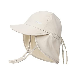 FURTALK Baby Sun Hat UPF 50+ Adjustable Baby Boys Girls Quick Drying Summer Beach Hat with Neck Flap for Traveling Swim Hat Beige