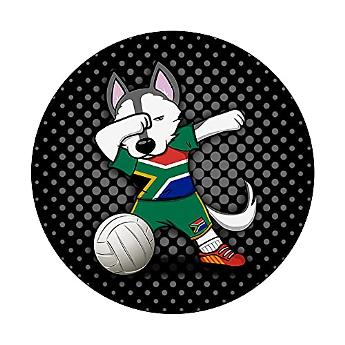 Dabbing Husky Dog South Africa Volleyball Fans Jersey Flag PopSockets PopGrip: Swappable Grip for Phones & Tablets