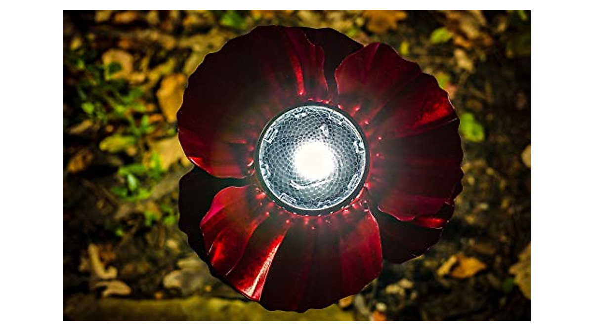 Desert Steel Flower Solar Light - (Red Poppy - 18" H x 11.5" W) - 20 ...