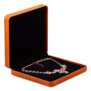 Oirlv Premium Leather Big Necklace Box Chunky Necklace Gift Box Showcase Jewelry Display Holder