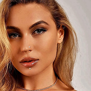 Fansilver 16G Threadless Push in Lip Rings Stainless Steel Tragus Helix Earrings Studs Nose Rings for Women Men Labret Jewelry Monroe Lip Rings CZ Medusa Cartilage Piercing Jewelry 8mm