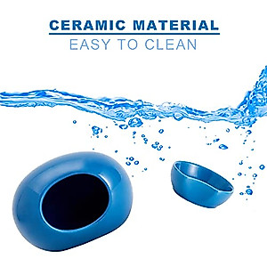 Howise Small Pet Animal Houses Habitats Decor and Food Bowl for Dwarf Gerbils Hamster Sand Bath Container, Ceramic Hamster Hideout Hut Cave Bathtub Bed House, Hamster Bathroom Cage