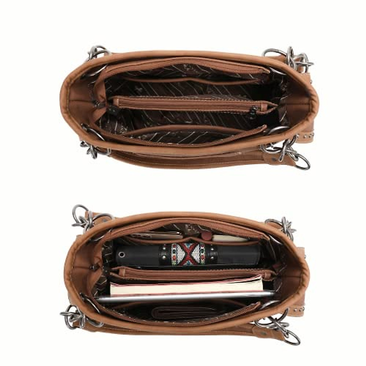 Montana West Whipstitch Collection Concealed Carry Tote Bag Western Shoulder Purse for Women MW1110G-8085BR+W