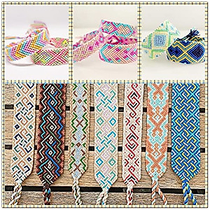 Embroidery Floss Rainbow Color, 250 Skeins Friendship Bracelet String Kit with 12 White & Black Embroidery Thread, 36 Plastic Floss Bobbins for Cross Stitch DIY Bracelet Yarn Art Craft