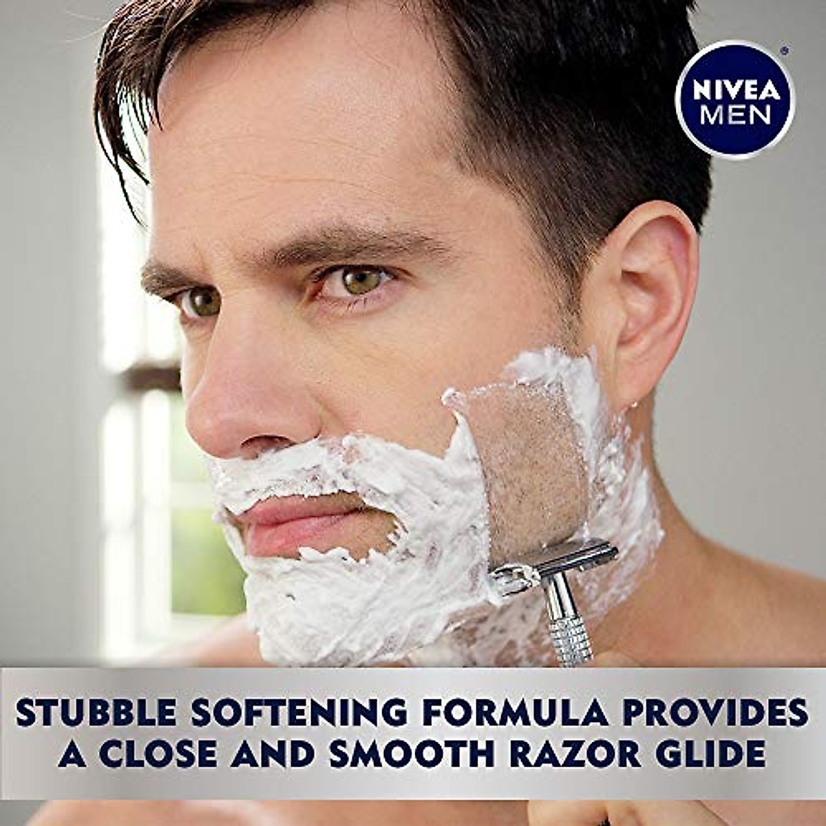 Nivea Men Sensitive Skin & Stubble Shave Gel - Pack Of 3 With Beard Softener for Men - 7 Oz. Can, 21 Ounce