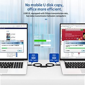 MT-VIKI USB 3.0 + Type C Transfer Cable Synchronizer, Two Computer Mutual Data Transfer Cable High-Speed USB 3.0 Transfer Cable Support Thunderbolt 3 4 5 Gbps