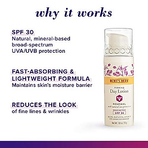 Burt's Bees Renewal Day Lotion SPF 30, Firming Face Lotion, 1.8 Ounces
