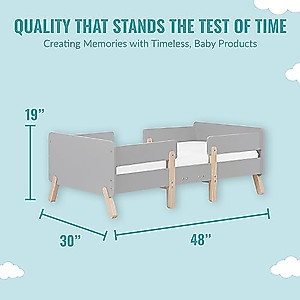 Dream On Me JPMA & Greenguard Gold Certified Osko Convertible Toddler Bed Made with Sustainable New Zealand Pinewood in Grey, Non-Toxic Finish