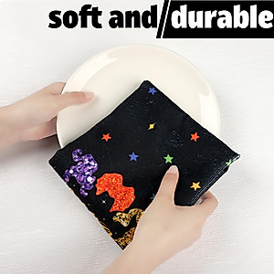 peony man Set of 4 Halloween Kitchen Towels Witch Dish Towels Hocus Pocus Amuck Tea Towels Halloween Hand Towel Drying Cloth for Holiday Kitchen Bathroom Party Supplies, 18" x 26"