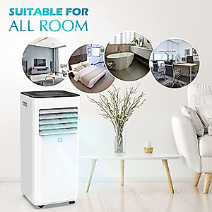 AirOrig Air Conditioner, 8000 BTU Portable Air Conditioner, 3-in-1 AC Unit with Fan & Dehumidifier Cools up to 300 sq. ft, portable ac unit with Remote Control, floor air conditioner with Window Installation Kit For Room, Office, Dorm, Bedroom, White