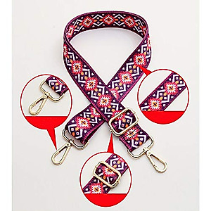 Umily Adjustable Length Handbag Purse Strap Guitar Style Multicolor Canvas Replacement Strap Crossbody Strap, No.16, Medium