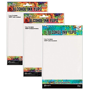 Tim Holtz Bundle of 3 Packages of Yupo Paper, White Heavystock, White Cardstock, Translucent Sheets, 10 (5”x7”) Sheets Each Package