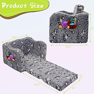 TXGDPIONEER Toddler Couch Bed, 2 in 1 Kids Sofa Couch Fold Out, Toddler Couches That Fold Out, Convertible Sofa to Lounger for Girls and Boys