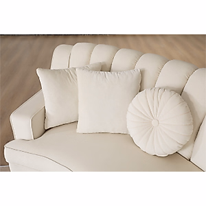 Legend Vansen Velvet Curved Sofa Sectional, Cream