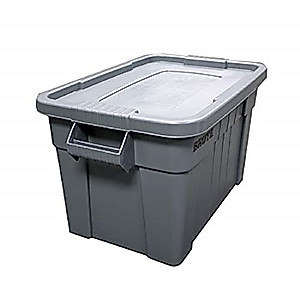 Rubbermaid Commercial Products Brute Tote Storage Container With Lid, 20- Gallon, Gray (FG9S3100GRAY)