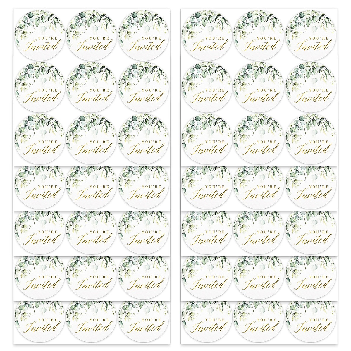 Mobiusea Creation Greenery Wedding Invitation Stickers | 1.4 inch | Gold Foil | 108pcs Waterproof Wedding Envelope Stickers for Wedding, Bridal Shower, Birthday, Baby Shower and Party