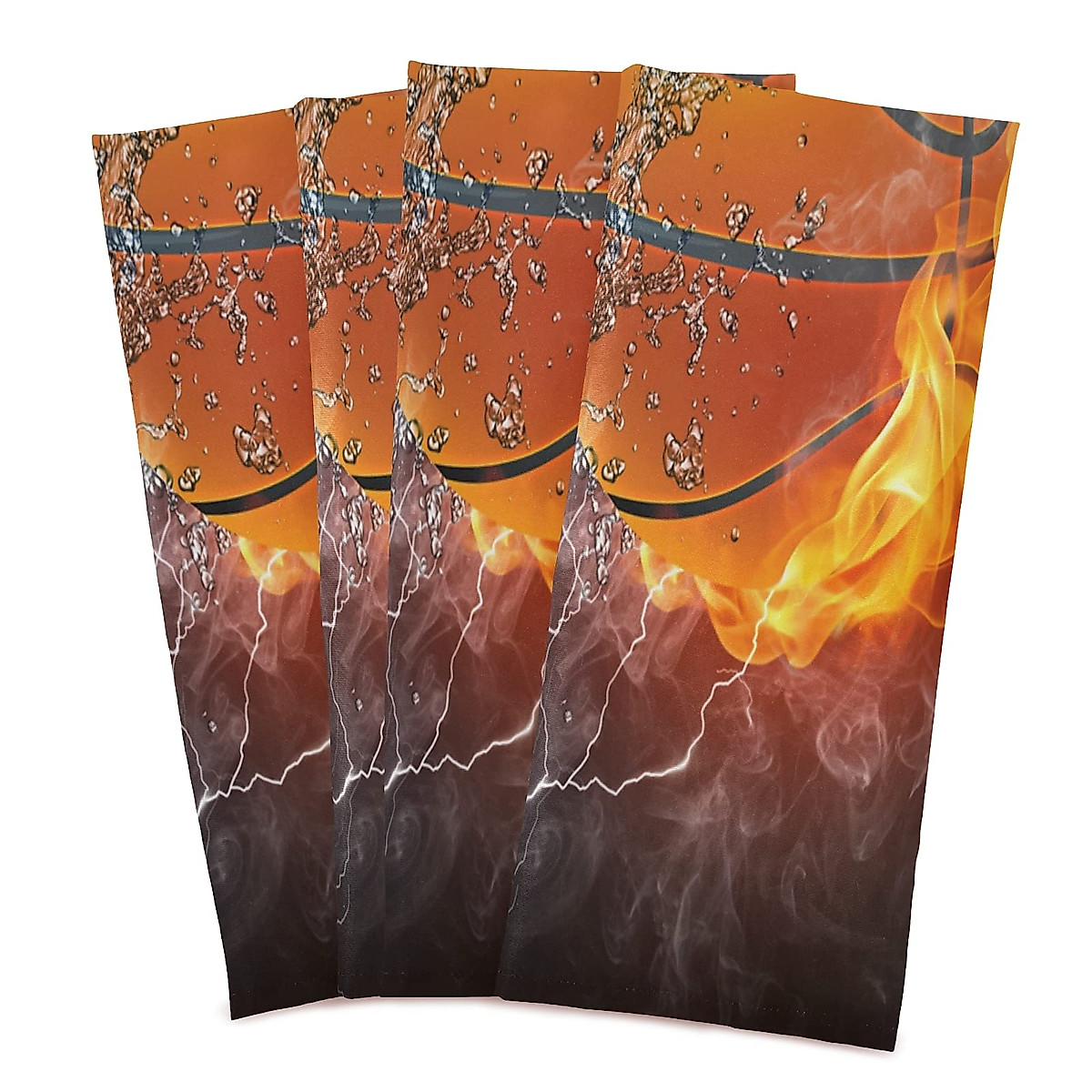 ALAZA Basketball Kitchen Towels Absorbent Dish Towels Soft Wash Clothes for Drying Dishes Cleaning Towels for Home Decorations Set of 4, 28 X 18 Inch