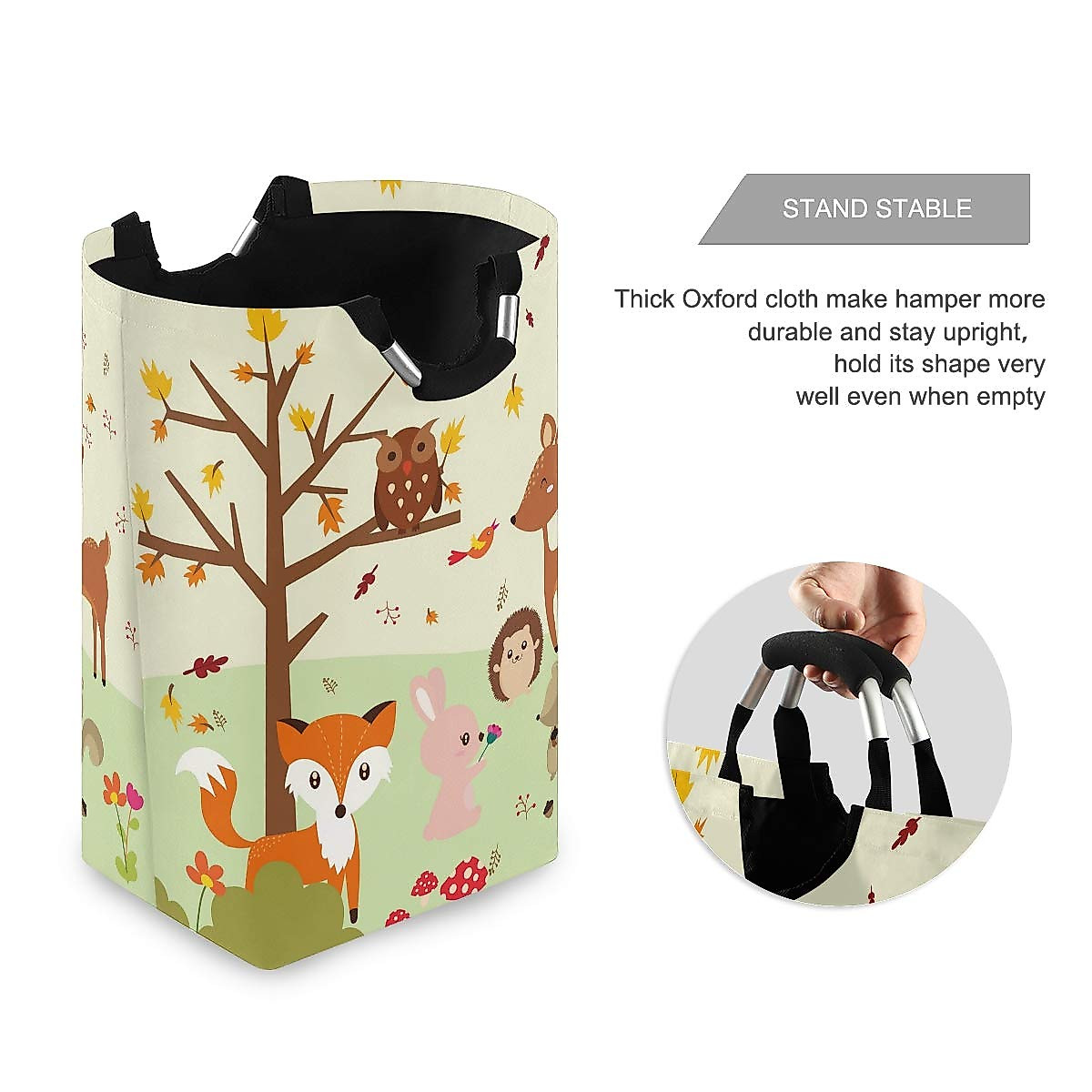 senya Forest Fox with Owls Large Storage Basket Collapsible Organizer Bin Laundry Hamper for Nursery Clothes Toys