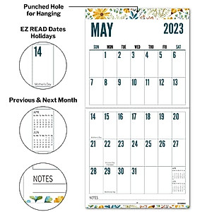 CRANBURY Large Print Wall Calendar 2023 - (Seasons, 12x23" Open), Colorful Designs, Big Numbers, Big Grid Calendar 2023, Low Vision Calendar, Non-Glossy Paper, Includes Stickers