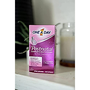 ONE A DAY Postnatal Complete Multivitamin for Post-Pregnancy with Folic Acid and Omega-3 DHA, 60 Count