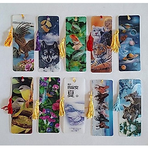 3 D Realistic Lenticular Bookmarks with Tassel Assorted 10 Pack