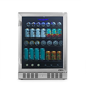 NewAir 24" Beverage Refrigerator Cooler - 177 Can Capacity - Stainless Steal With Built In Mini Fridge and Glass Door | Cool your Soda, Beer, and Beverages to 37F NBC177SS00