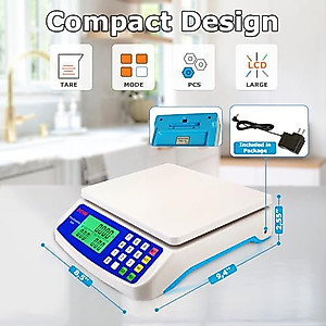 30kg x 1g Electronic Computing Scale, Large Kitchen Scale, LCD Digital Commercial Food Produce Scale 66LB Capacity with AC Adapter for Meat Weighting Stores Restaurant Market