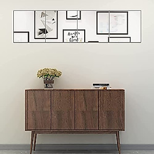 OBIOZZ Bedroom Floor Standing Mirror Full Length Mirror Tiles 11.5 Inch X 4Pcs Frameless Real Wall Mirror Set Make, Perfect for Your Bedroom, Cloakroom, Entry