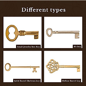 UNIQANTIQ HARDWARE SUPPLY Brass Plated Hollow Barrel Skeleton Key for Grandfather Clock Doors, Cabinet Doors, Dresser Drawers, Desk - Antique, Vintage, Old Furniture | KY-2 (2)