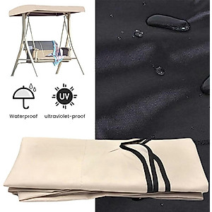 WZUOPG Outdoor Swing Canopy Replacement Cover 3 Seater 191x120x18cm/75x47x7'' Universal Patio Swing Cover,Waterproof Replacement Canopy Top Cover for Garden Swing Chair Patio Hammock, Beige