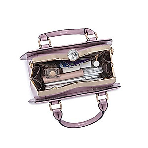 LA TERRE Patent Faux Leather Handbags for Women Top Handle Evening Satchel Bag Shoulder Bag Tote Purse