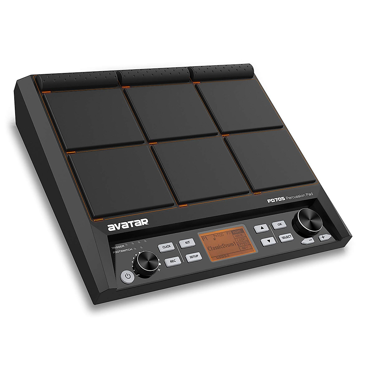 HXW PD705 Percussion Sample Pad 9 Trigger Sampling Multipad Portable Travel Electric Drum Pad With Built-in 592 Sounds, Support USB/MIDI In Out/AUX