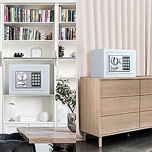 TENAMIC Safe Box 0.23 Cubic Feet Electronic Digital Security Keypad Lock Box, Cabinet Mini Safe Suitable for Office Hotel Home Safe, White