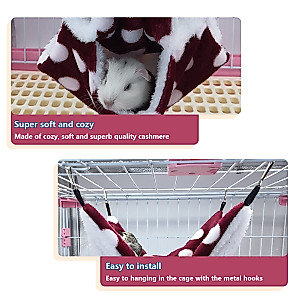 LEFTSTARER Rat Ferret Sugar Glider Cage Hammock Bedding Small Pet Cage Accessories Toy Triple-Layer Hammock Bedding for Hamster Guinea Pig Sugar Glider Rat Ferret Chinchilla Playing Sleeping(Red)