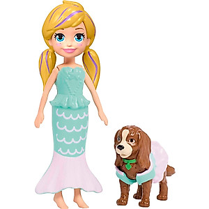 Polly Pocket Doll & Accessories, Masque ‘N Match Costume Pack with 3-Inch Small Doll, Pet, 4 Costumes for Doll & for Pet