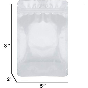 ZAYALI Stand Up Pouch Bags, 5" x 8", Heavy Duty, 100 Pack, Clear Front with Aluminum Foil Back - Resealable Ziplock and Heat Sealable for Food Storage…