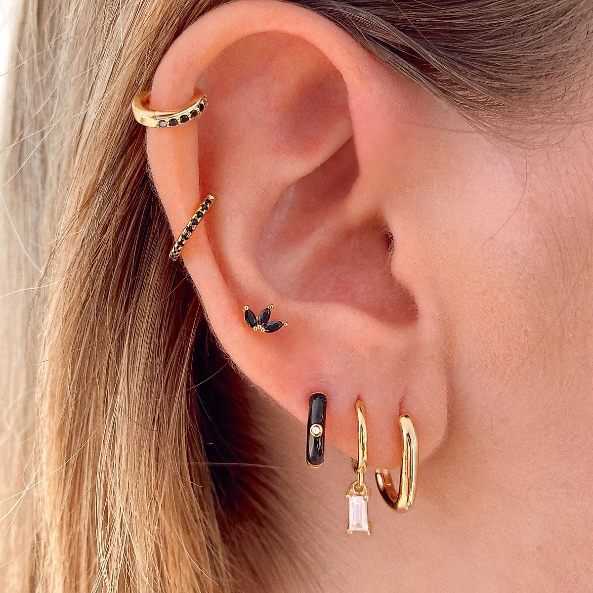 Enamel Hoop Earrings Sets, 18K Gold Plated Small Colorful Hoop Earrings, 6 Pairs Preppy Colored Gold Huggie Hoop Earrings, Cute & Atheistics Earrings Suitable for Women