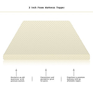 Greaton 2-inch High Density Foam Topper,Adds Comfort to Mattress, Queen, Size